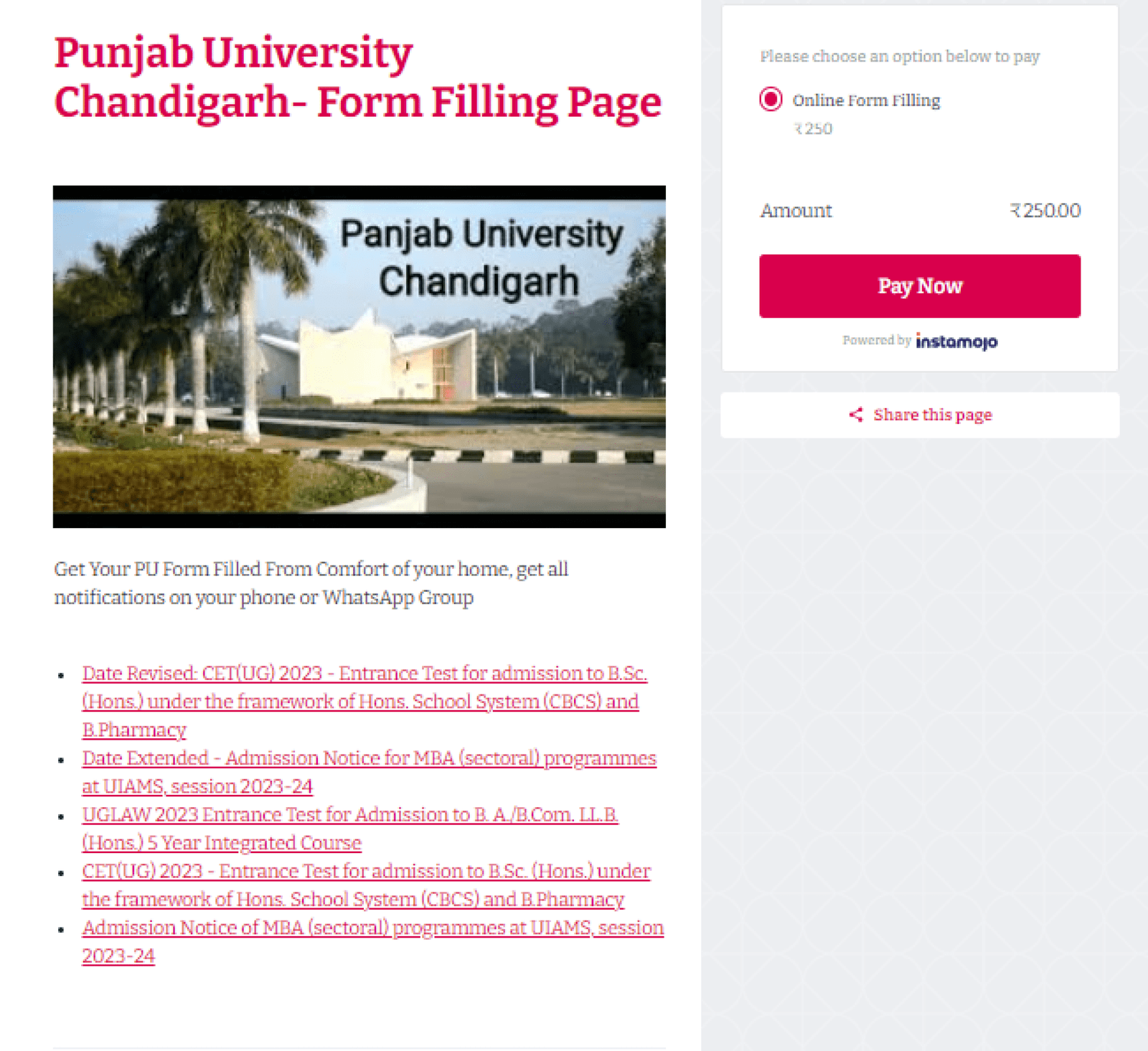 Panjab University pu - Choose your best career destination